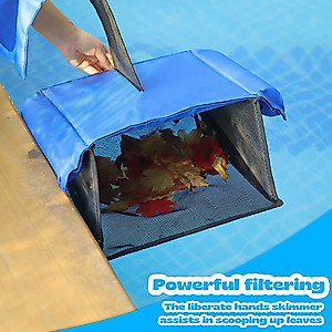 Weewooday Swimming Pool Net Leaf Liberate Hands Skimmer with Animal Saving Escape Ramp, Heavy Duty Pool Leaf Fine Mesh Cleaning Net Skimmer, Rescue Pool Critter Saver Floating Ramp (Light Blue)