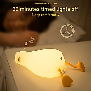 TOOGE LED Duck Night Light Cute Small Lamp Night Light for Kids 3 Levels Dimmable Nursery Nightlight with Timer Silicone Squishy Duck Portable Rechargeable Touch Bedside Lamp