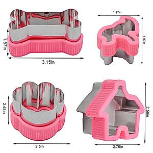Shxmlf Dog Baking Supplies, Dog Treat Silicone Molds,Stainless Steel Puppy Paw Bone House Cookie Cutters, with 100 Pieces Dog treat bags for Homemade Chocolate, Candy, Jelly, Ice Cube, Doggie Treats