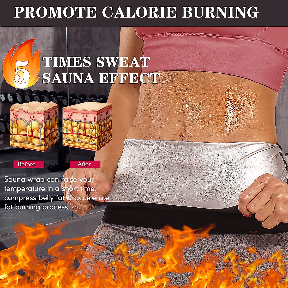 LODAY Waist Trimmer for Women Weight Loss,Tummy Trainer Sweat Workout Shaper,Neoprene-Free Slimming Sauna Wrap (Black, 2XL)