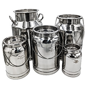 15 Qt Milk Can Tote, Stainless Steel with Lid and Handle 4 Gallon