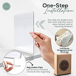 MY DECO CHOICE Shelf Dividers for Closet Organization 8 PCS, Includes a Clothes Folding Board, Shelves Dividers for Closet- Clear Shelf Dividers for Closets,Acrylic Shelf Dividers,Closet Shelf Divider