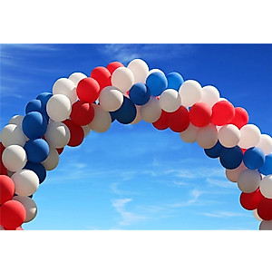 100 Premium Quality Balloons: 12 inches white and blue and red latex balloons birthday party decoration and events
