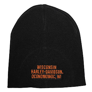Harley-Davidson Men's Embroidered Bar & Shield Graphic Cuffed Beanie Hat - Black
