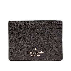 Kate Spade New York Shimmy Glitter Boxed Small Faux Leather Cardholder (Black)