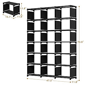 REIBII Bookshelf for Bedroom Book Shelf Organizer Bookcase Tall Book Case 18 Cube Storage Organizer Cube Shelf Black Cubby Storage Organizer Shelves for Bedroom Living Room Closet Office DIY