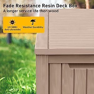 EasyUp 180 Gallon Outdoor Storage Box Waterproof, UV Resistant Resin Deck Box with Hydraulic Rod, Lockable Design and Enhanced Durability for Patio, Garden, and Poolside Use