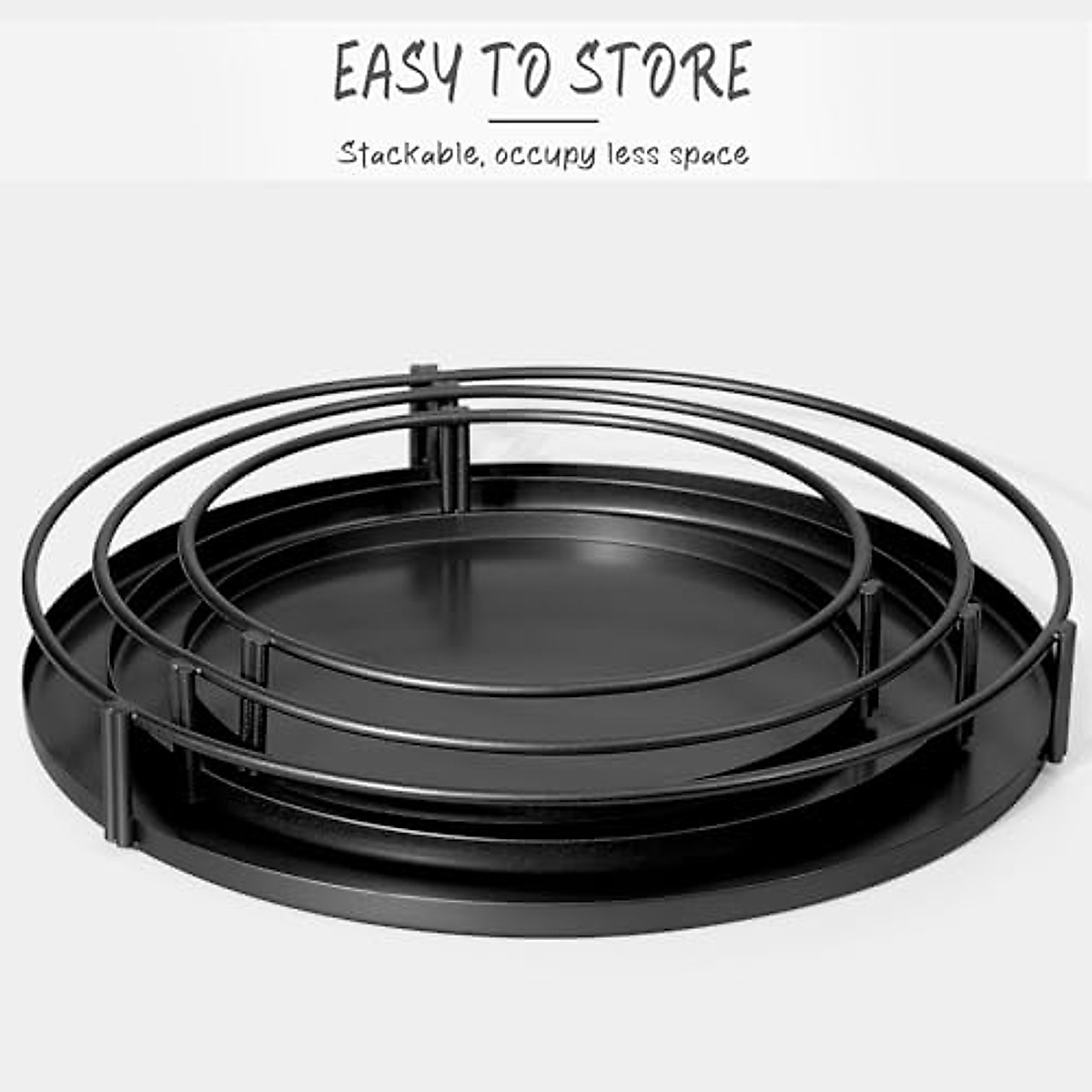 saiguomi 3Pcs Cake Stand, Black Round Metal Cake Stands 8/10/12Inch Dessert Display Stand Cupcake Stand Candy Display Plate for Dessert Table Wedding Event Birthday Anniversary Party