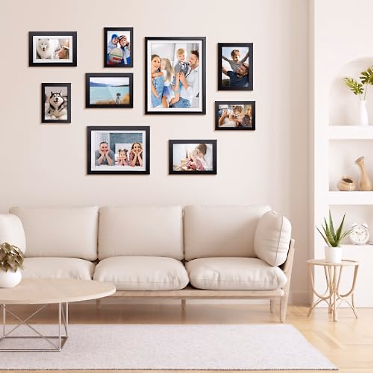 TWING Picture Frames 5x7 Set of 6, Photo Collage Frame for Wall Decor Mounting or Table Display Black Composite Wood