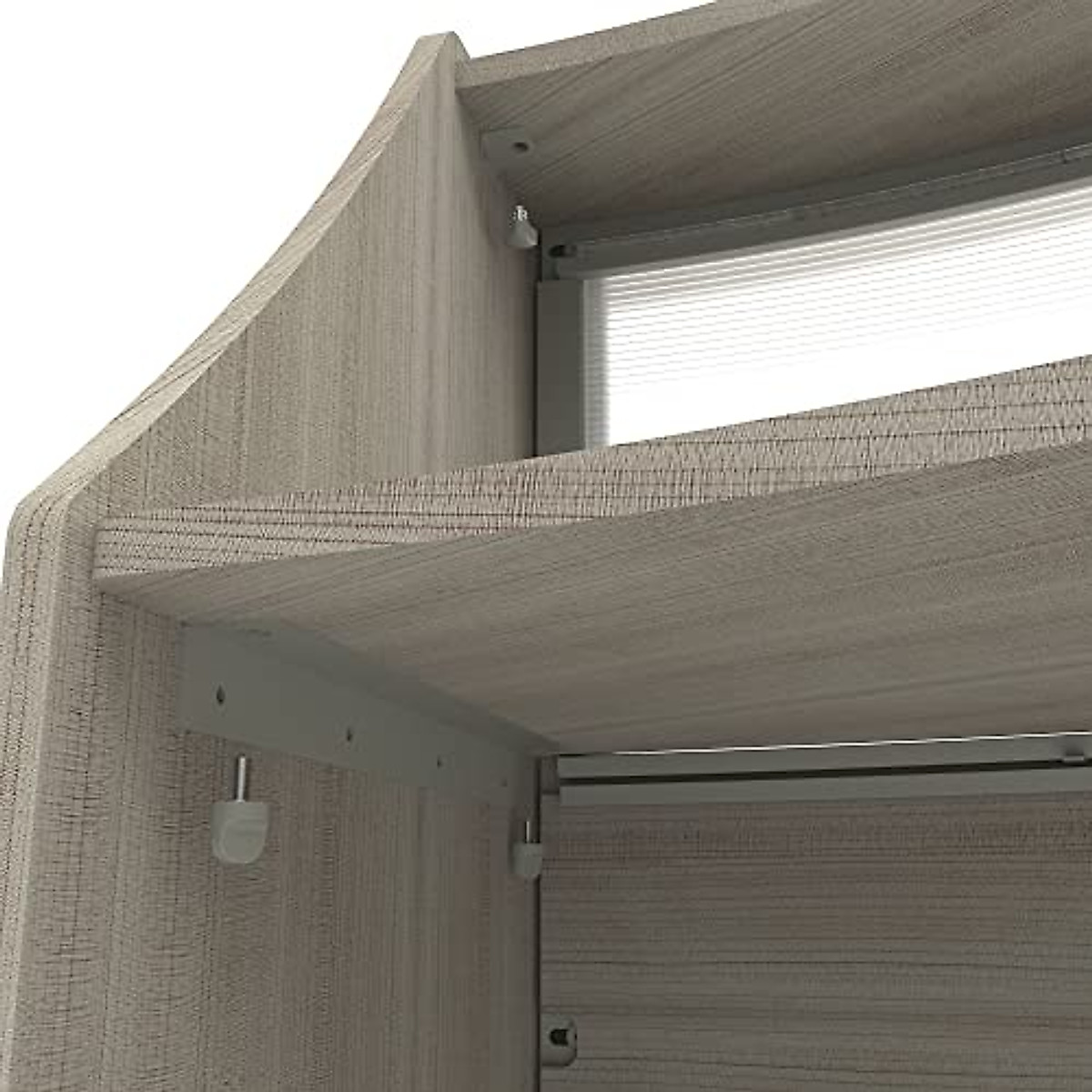 Linea Italia Curved Office Clear, Easy to Assembly Single Unit Reception Desk Counter for Lobby, Salon, 1 Panel, Ash