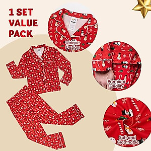 JOYIN Christmas Pajamas for Couples, Xmas Matching Family Pajamas Red Suit Set for Men, Snowman&Snowflake Holiday Pajamas Sleepwear Loungewear-XL