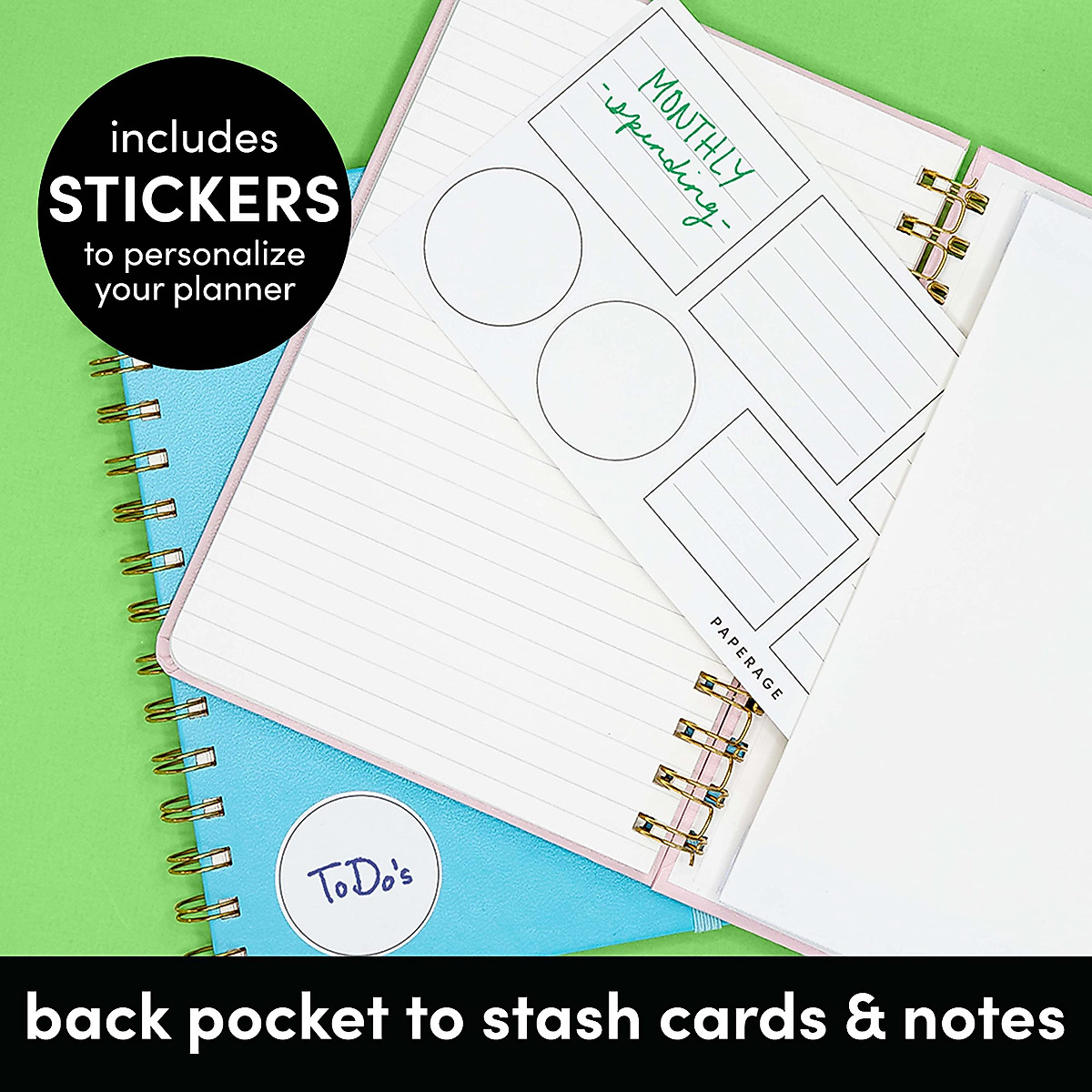 PAPERAGE Lined Spiral Journal Notebook, (Navy), 160 Pages, Medium 5.5 inches x 8 inches - 100 GSM Thick Paper, Hardcover, Double-Wire Spiral Journal & Notebook