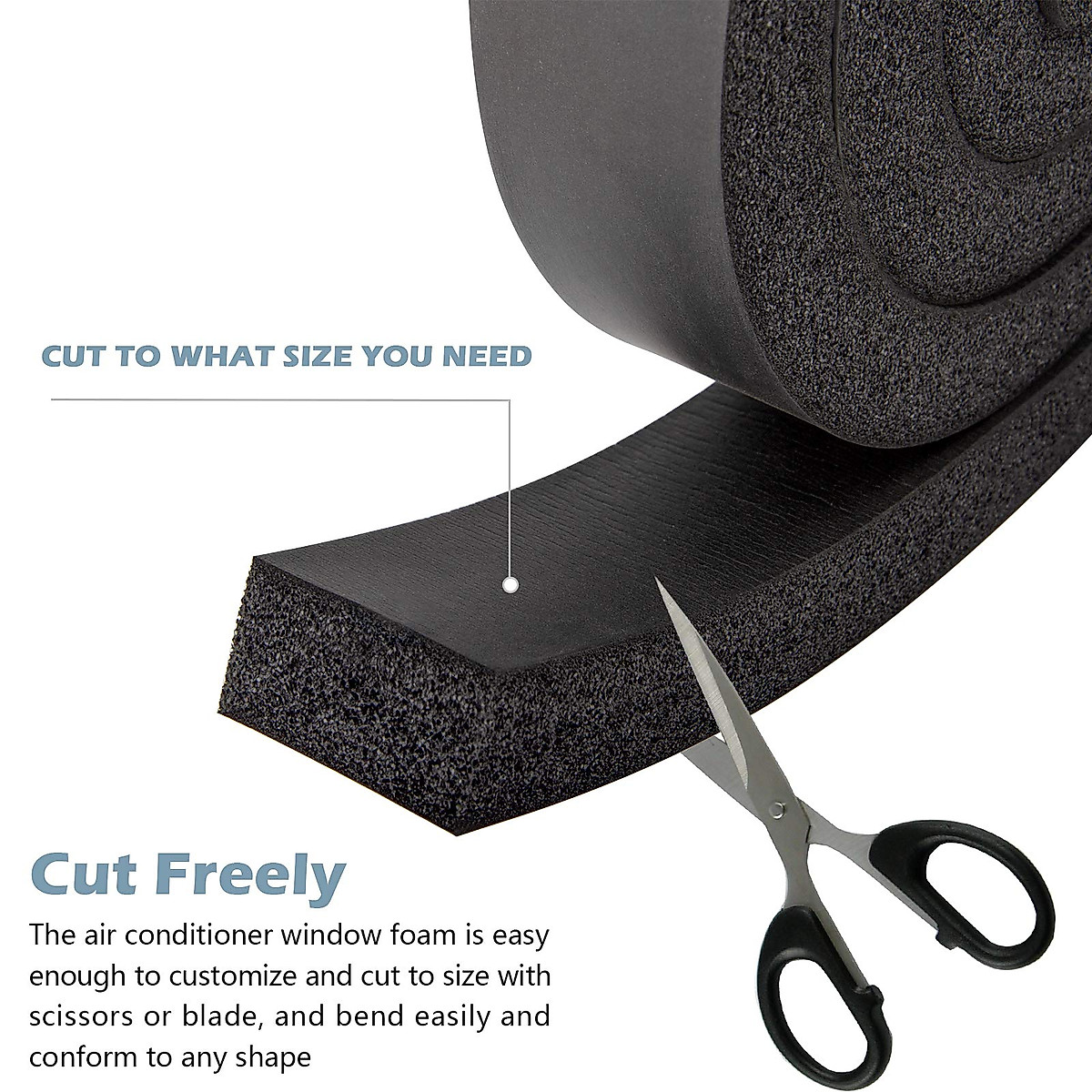 13Ft NBR+PVC Air Conditioner Foam Seal Insulating Strip 2 Roll 1 x 1 Inch 6.5 Feet Long Heavy Duty Window Seal Weather Stripping with High Resilience No-Adhesion