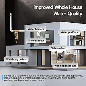 PUREPLUS 40 Micron Whole House Spin Down Sediment Water Filter With Scrapper, Reusable Flushable Pre-Filtration System for City/Tap water, 1" MNPT + 3/4" FNPT + 3/4"MNPT, Brass, BPA Free, USA Tech