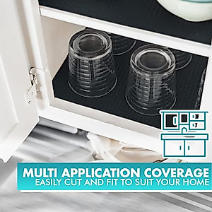 Drawer and Shelf Liner - TRULY NON-SLIP, THICK, WATERPROOF - Reusable Durable Kitchen Cabinet Liner - Non Adhesive Drawer Liner Roll Washable Fridge Rubber Shelf Liner for Pantry (1 FT x 20 FT, Black)