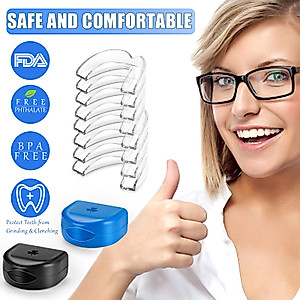 Pack of 8 Moldable Mouth Guards for Teeth Grinding, Night Guard for Teeth Grinding, Including 4 Regular & 4 Bigger Guards- Stops Bruxism, TMJ, Teeth Whitening Tray & Sports(8 Pack & 2 Hygiene Cases)