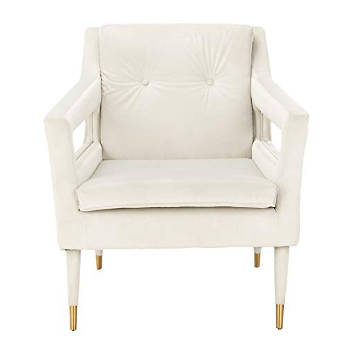 Safavieh Home Mara Retro Glam Silver Velvet and Gold Tufted Accent Chair