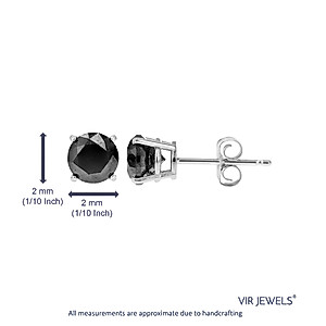 Vir Jewels 1/3 cttw Black Diamond Stud Earrings .925 Sterling Silver Round with Push Backs