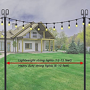 Jowkou String Light Poles for Outdoor String Lights 2 Pack, 100 Inch Light Poles for Outside String Lights, Backyard Steel Patio Light Poles for Garden, Patio, Wedding, Party, Birthday Decorations