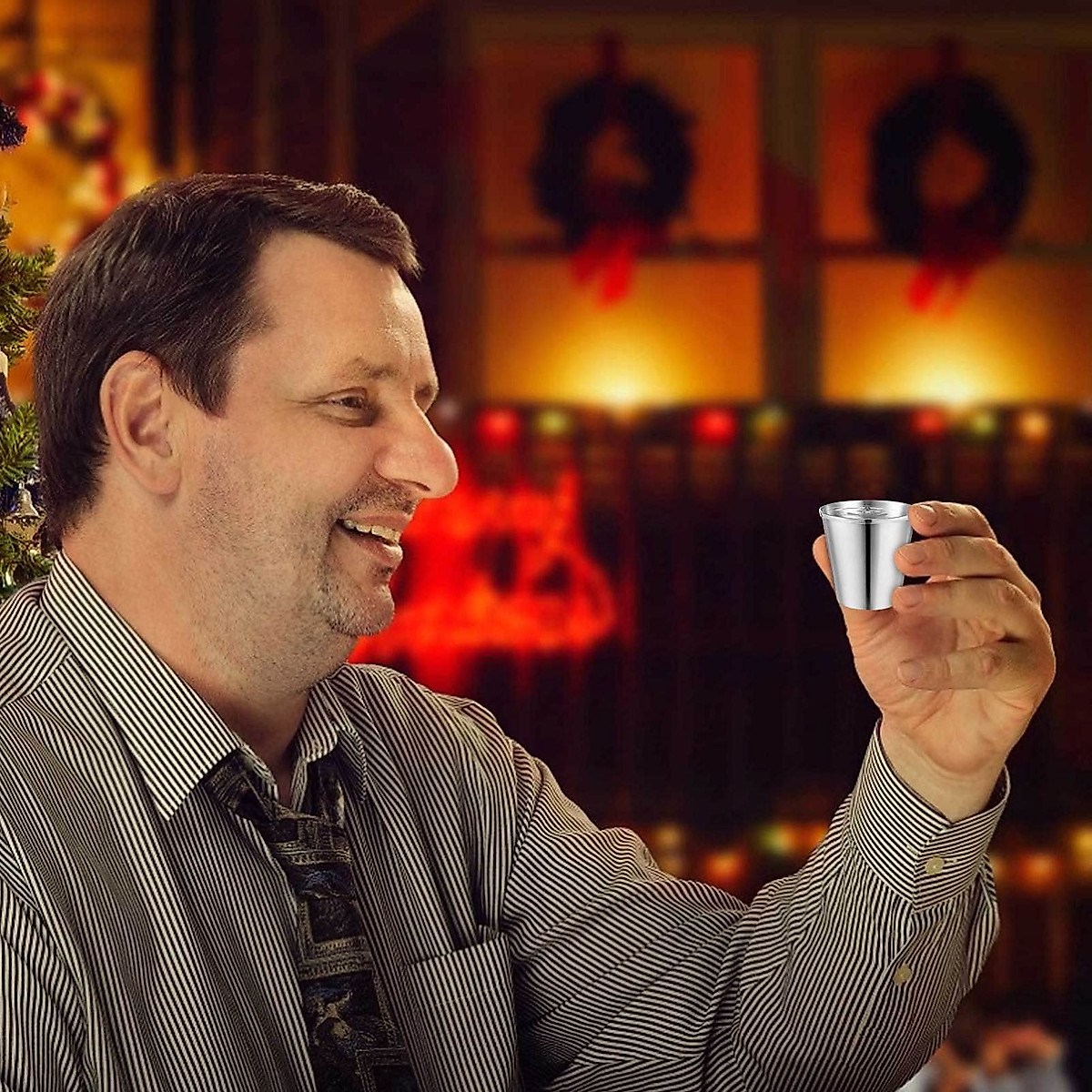 NUOBESTY Shot Glass, Stainless Steel Shot Cups Portable Drinking Tumblers Spirits Cups Bar Wine Cups Sauce for Whiskey Tequila Liquor Great Barware Gift 12pcs