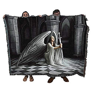 Pure Country Weavers The Blessing Angel Blanket by Anne Stokes Gothic Collection - Gift Fantasy Tapestry Throw Woven from Cotton - Made in The USA (72x54)