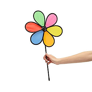 Rainbow Pinwheels for Yard and Garden, Flower Wind Spinners (12 x 22.78 in, 2 Pack)