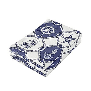 Nautical Sea Anchor Hand Towel Navy Blue Ship Boat Face Towel Set of 2, for Bathroom Kitchen Adult Man, Labor Day Columbus Day Gift