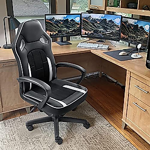 Shahoo Office Chair Swivel Task Seat with Mid-Back, Ergonomic Waist Support, Mesh, White