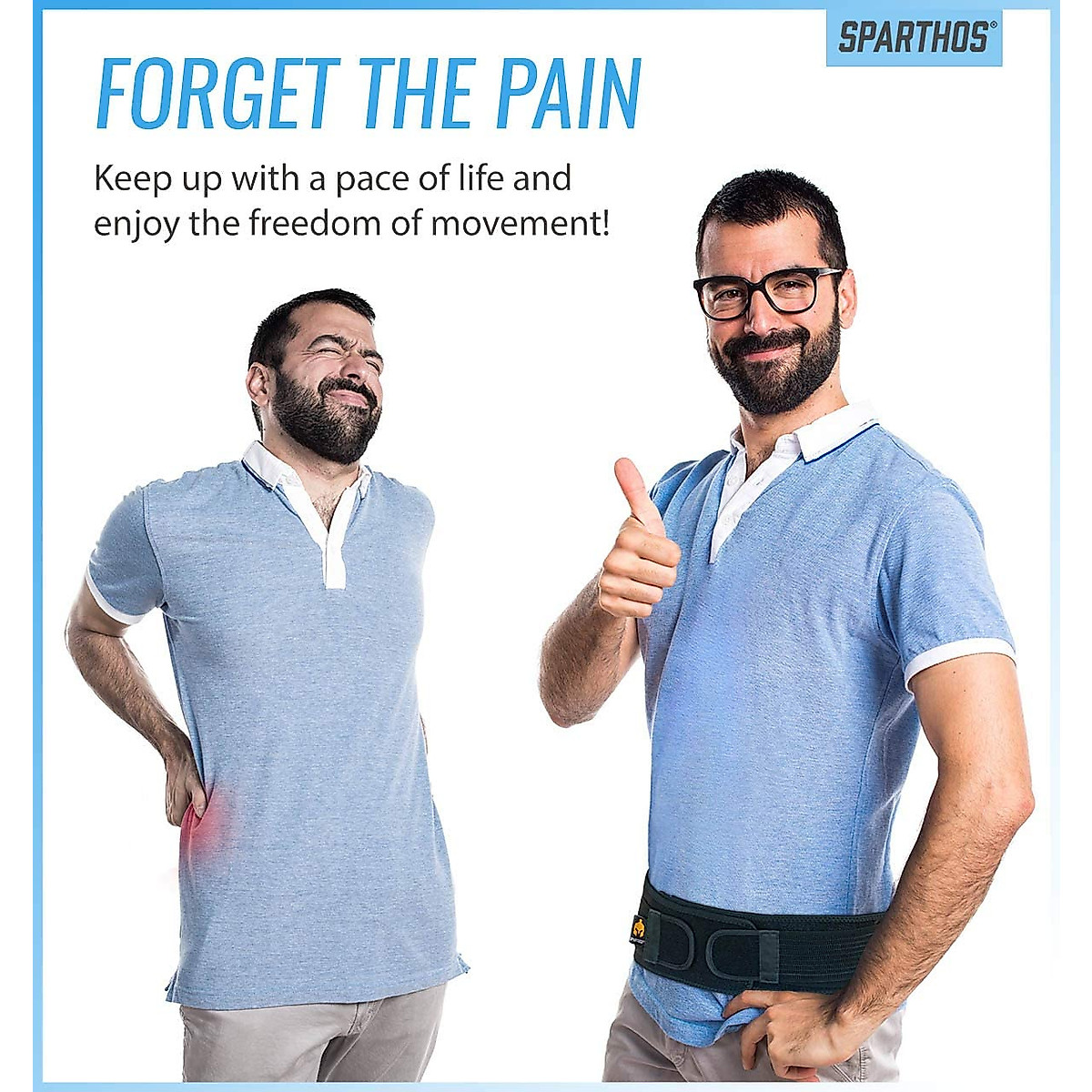 Sparthos Sacroiliac Si Hip Belt [Size Regular - Black] Ice Packs for Injuries [Size Large + Cover]