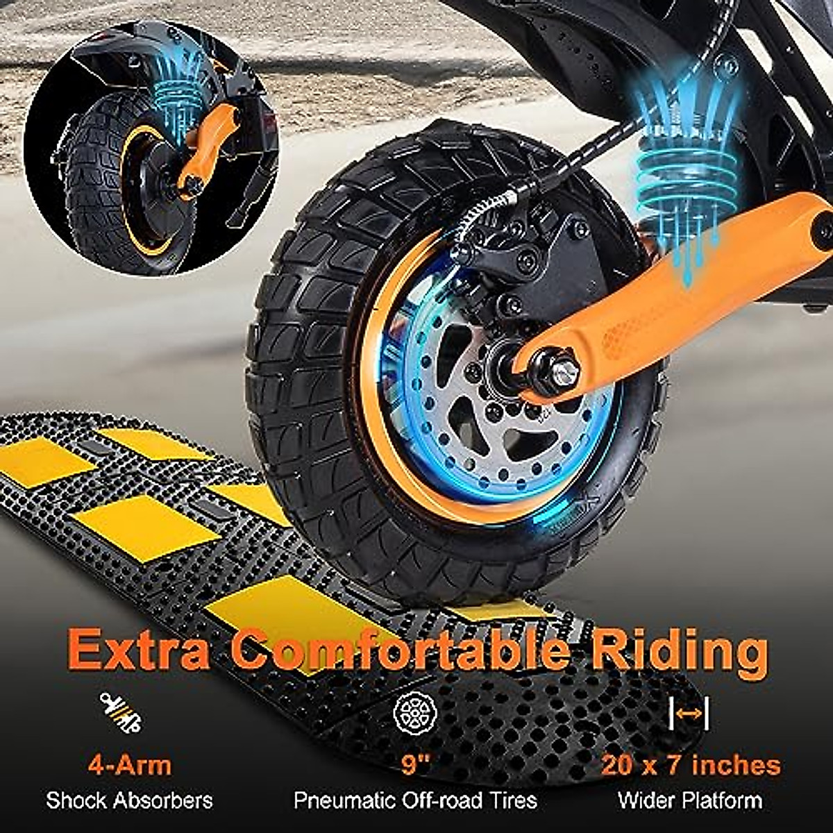 Electric Scooter Adults, 600W Electric Scooter with Seat 30 MPH & 35 Miles, 9" Off-Road Tires, Hexa-Absorbers, Foldable Sport Scooter for Adults and Teens