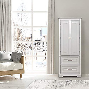 Teamson Home St James Linen Tower with 2 Doors and 2 Drawers with White Finish