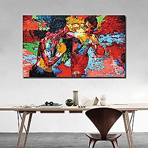 Fchen Art Boxing Poster,Boxing Sports Colorful Canvas Wall Art Movie Decor for Kitchen Wall Decor,Picture Drawing Painting Room Decor Artwork Framed and Stretched 60x90cm