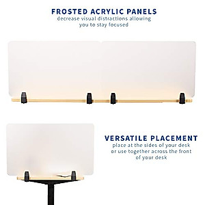 VIVO Dual Frosted Plexiglass 30 x 18 inch Clamp-on Desk Privacy Panels, Acrylic Cubicle Desk Dividers, Office Partitions, Pack of 2, PP-2-G060C