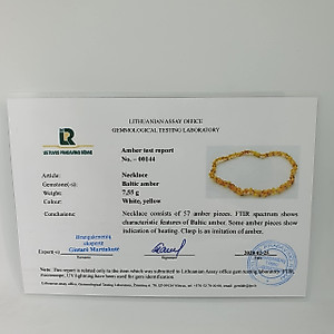 Genuine Amber Anklet From Baltic Sea Made with Polished Green & Shell Pearl 24 cm (9.4 Inches).
