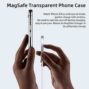 Tigowos Magnetic Phone Case for iPhone 8 Plus Case with MagSafe Wireless Charging Shockproof Protective Case for iPhone 8 Plus(5.5")， Clear