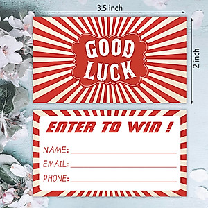 Tomioziey 300 Raffle Tickets Enter to Win Cards-3.5”x2” Entry Form Cards for Contest,Ballot Box,50/50,Raffle Drum with Email Address and Phone Number Fields-Red