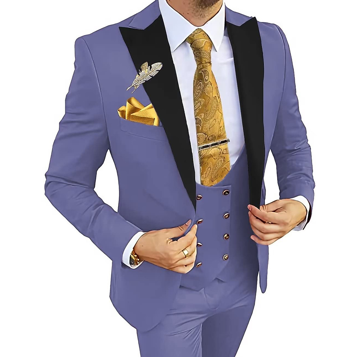 SHUZHXLZANGY Men Wedding Suits Slim Fit 3 Piece Tuxedo,One Button Tux Jacket Vest Trousers Dinner Wedding,Green Suits for Men (42) L