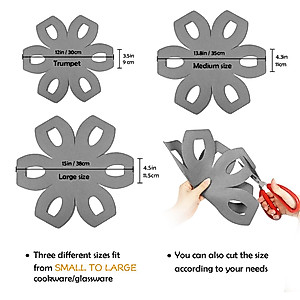 BYKITCHEN Pot and Pan Protectors, Set of 6 and 3 Different Sizes, Felt Pot Separators Protectors, Gray Pan Savers Dividers for Stacking and Protecting Your Cookware