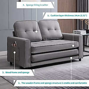 BALUS Convertible 3-in-1 Folding Sofa Bed, Loveseat Sleeper Cot, 84" Tri-Fold Multi-Function Modern Breathable Couch, Folding Mattress for Guests, Futon for Living Room, Floor Sofa Bed(Light Grey)