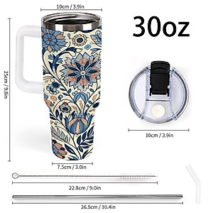30oz Floral Stanley Cup Insulated Tumbler – Vacuum Insulated, Double Wall Design, 30oz Tumbler with Handle Straw for Hot Cold Beverages, Spill-Proof Insulated Cups Perfect for Adults