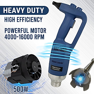 TK Tartle Kitchen Commercial Immersion Blender, Variable Speed, Heavy Duty 500W, 4000-16000 RPM, 20inch Shaft