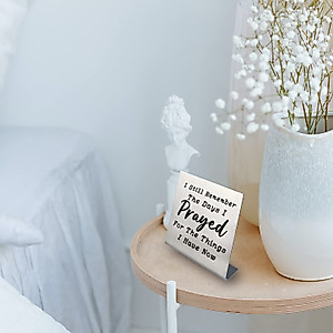 I Still Remember the Days I Prayed - Modern Farmhouse Decor for the Home, Desk Decorations for Home Office Living Room Desk Table Shelf Accent, Religious Sign Christian Gifts for Women (Prayed)