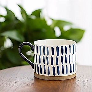 Koja Hand Painted 15 oz. Porcelain Ceramic Mugs Set. Service for 4.