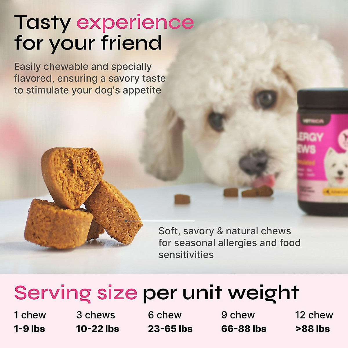 Dog Allergy Relief Chews - Dog Itching Skin Relief - Anti Itch for Dogs - Dog Itch Relief Chews - Hot Spot Treatment - Seasonal Allergy Support Supplements - Allergy Chews - Allergy Immune Treats