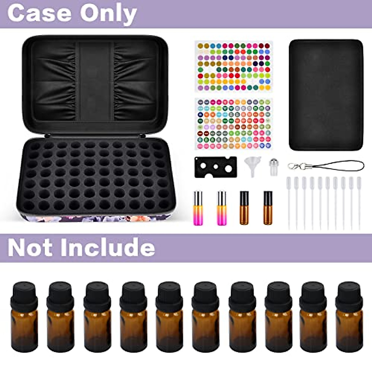 PAIYULE Essential Oils Storage Hold 70 Bottles - Carrying Hard shell Organizer Case for Artnaturals/for Young Living/for Radha/for Doterra Aromatherapy Essential Oils 5ml, 10ml, 15ml - Lavender