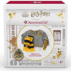 American Girl Harry Potter 18-inch Doll Hufflepuff Outfit with Sweater and Scarf Featuring House Crest, For Ages 6+