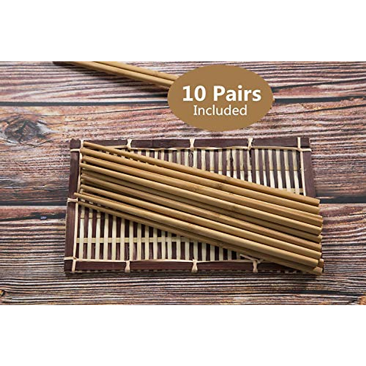 Chopsticks Reusable Chinese Natural Bamboo Chopsticks 9.8"/25cm Long Lightweight Wood Chopstick Set For Restaurant Eating Cooking -10 Pairs gift Sets Dishwasher Safe Japaness Style