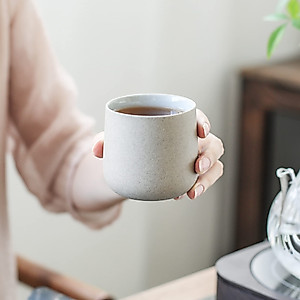 TEANAGOO Japanese Tea Cups, Chinese Tea Cup, 7.2Oz / 205 Ml, Ceramic Tea Cup for Adults, Ceramic Cups no Handles, Japanese Cups, Asian Tea Cups Matcha Cup, Darker Grey, 4 Pcs/Box, H4