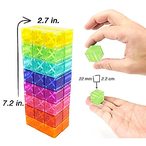 BrainSpark 48PCS Digit Blocks Translucent Magnetic Building Blocks, Montessori Clear Magnet Cubes for Boys Girls Stacking Block Sets Ages 3-9