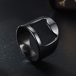 Stainless Steel Biker Finger Bottle Opener Ring for Men Women Creative Beer Bar Tool Jewelry-Black 12